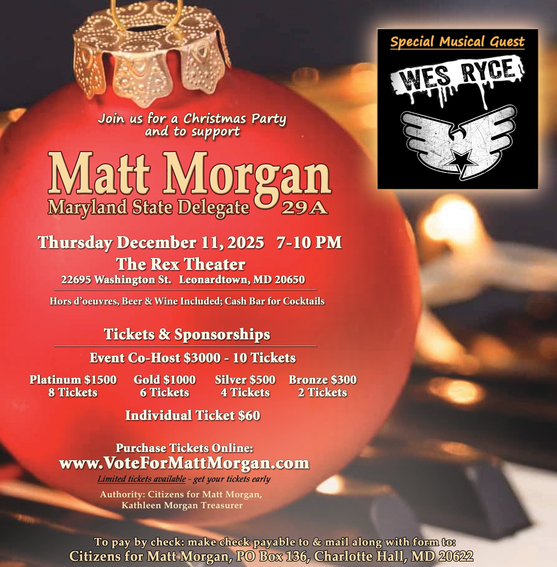 Delegate Matt Morgan Christmas Fundraiser