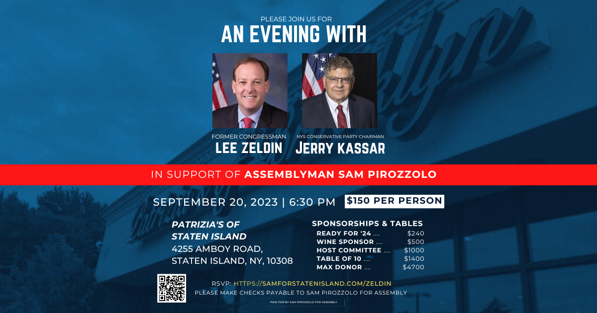 An Evening With Lee Zeldin and Jerry Kassar - Sam Pirozzolo for Assembly
